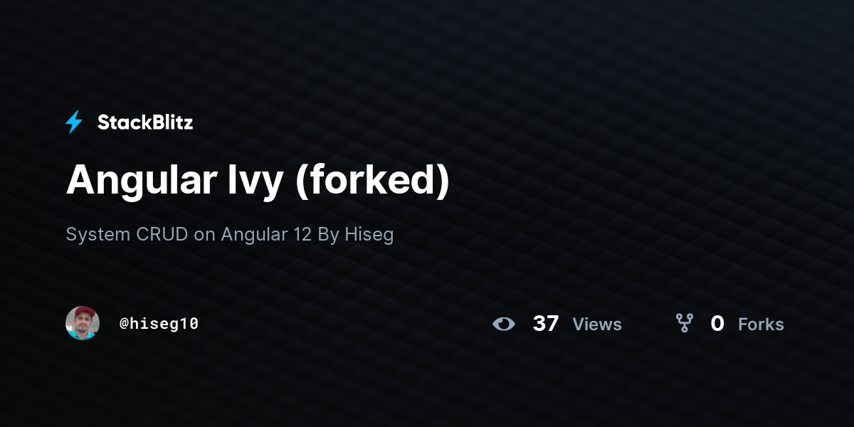 Angular Ivy (forked) - StackBlitz