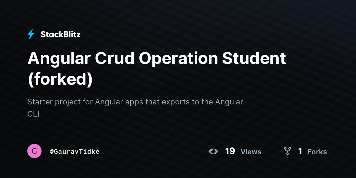 Angular Crud Operation Student (forked) - StackBlitz Angular Crud Operation Student (forked) - StackBlitz