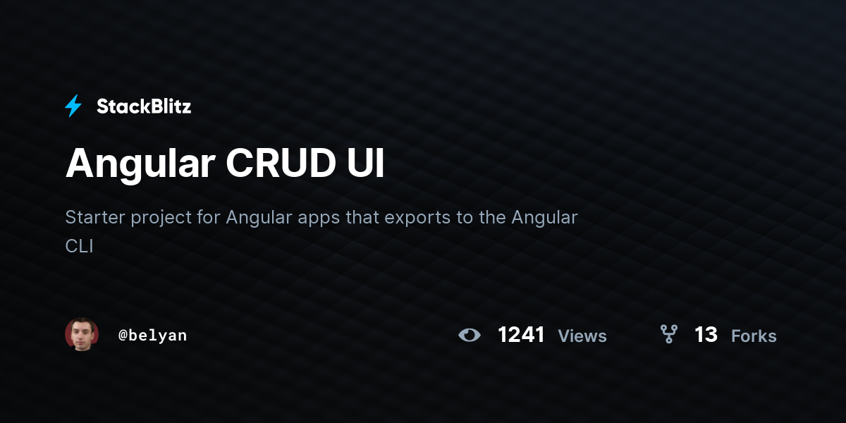 Angular CRUD UI - StackBlitz