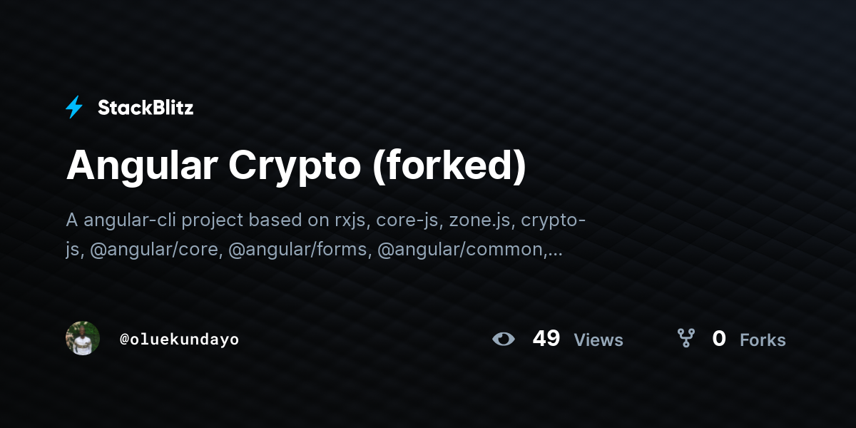 Angular Crypto Forked Stackblitz 