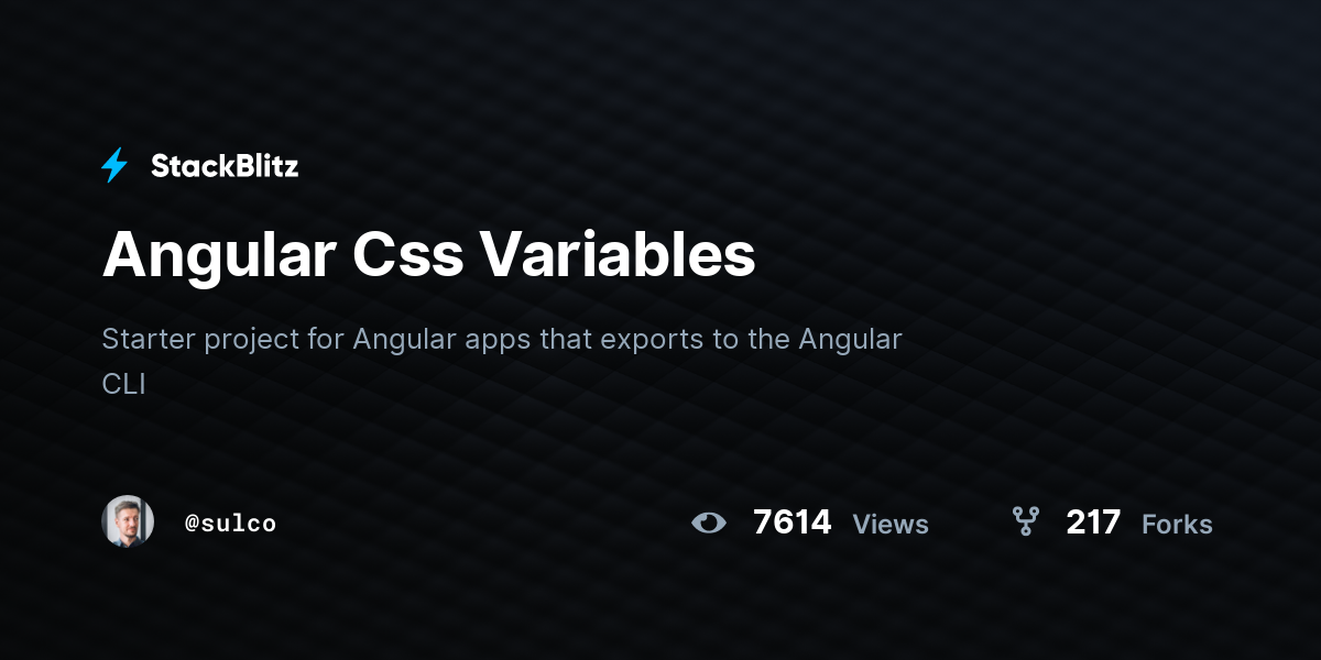 Angular Css Variables StackBlitz