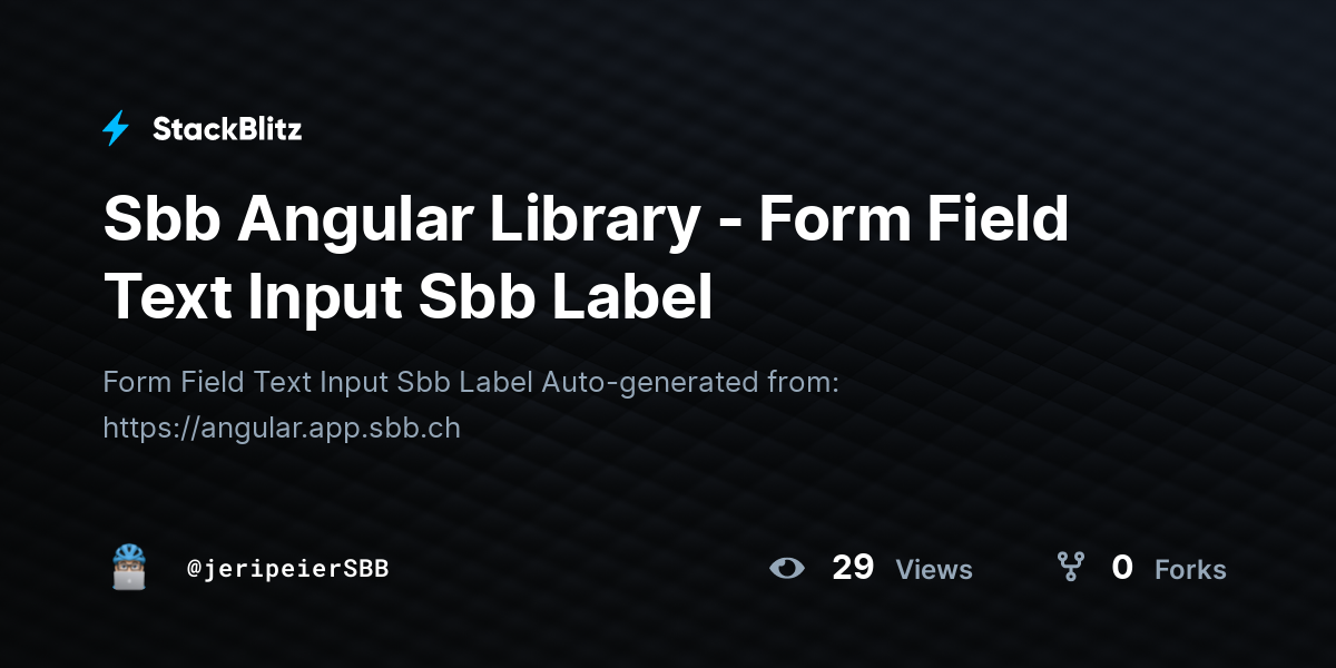 Sbb Angular Library - Form Field Text Input Sbb Label - StackBlitz