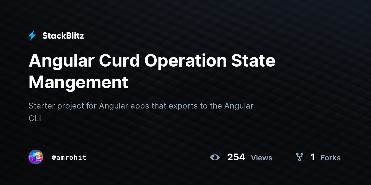 Angular Curd Operation State Mangement - StackBlitz Angular Curd Operation State Mangement - StackBlitz