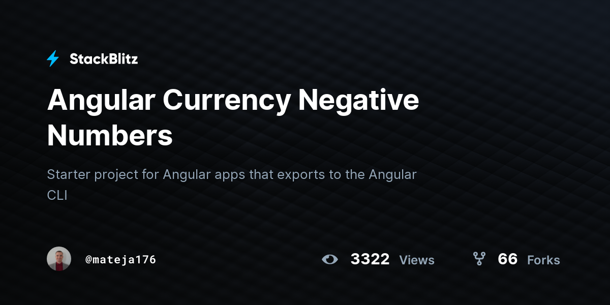 Angular Currency Negative Numbers - StackBlitz