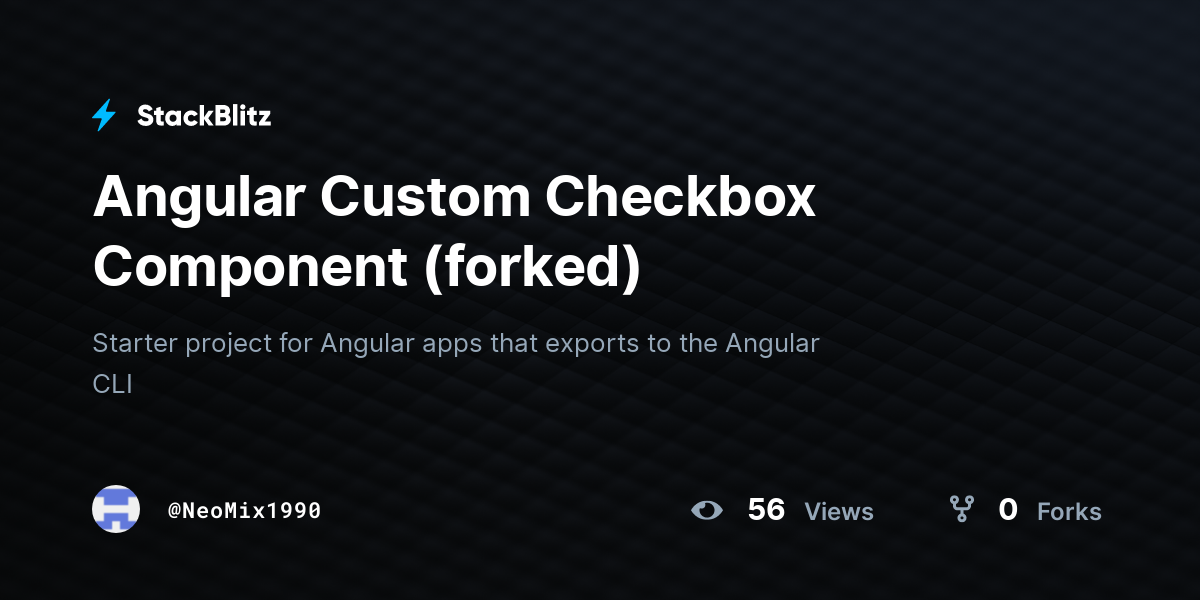 Angular Custom Checkbox Component (forked) - StackBlitz Angular Custom Checkbox Component (forked) - StackBlitz