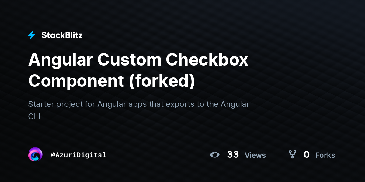 Angular Custom Checkbox Component (forked) - StackBlitz Angular Custom Checkbox Component (forked) - StackBlitz