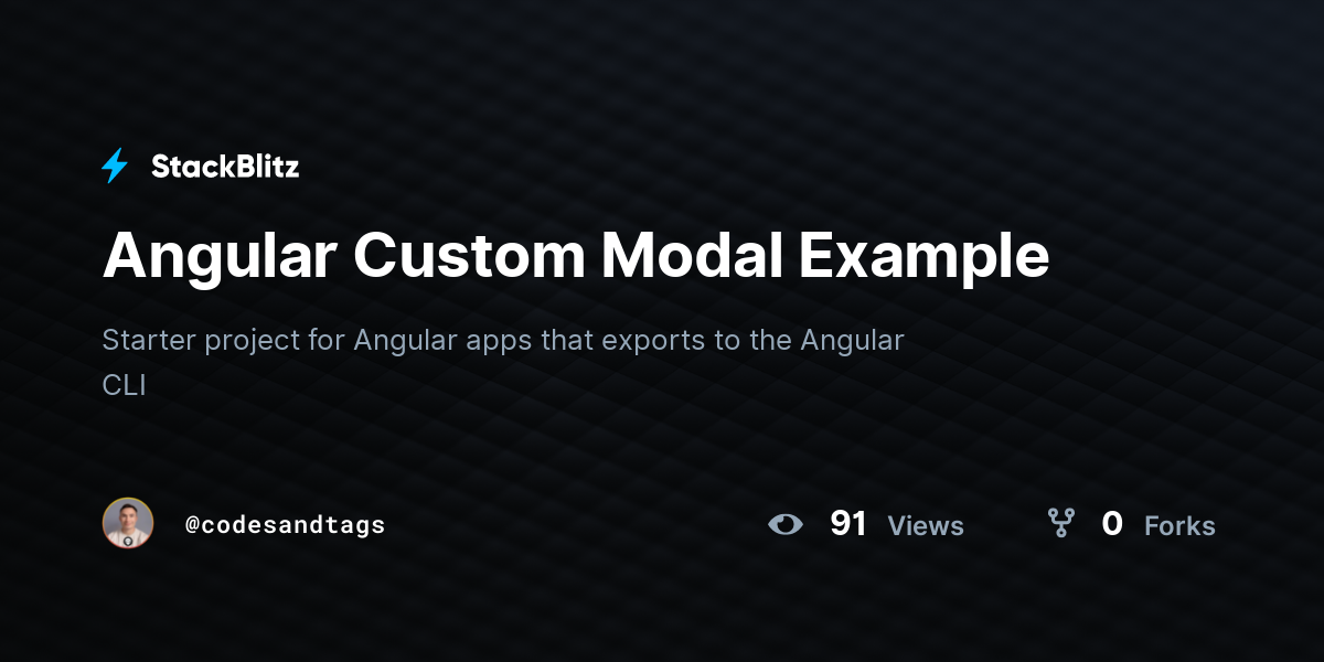 Angular Custom Modal Example - StackBlitz
