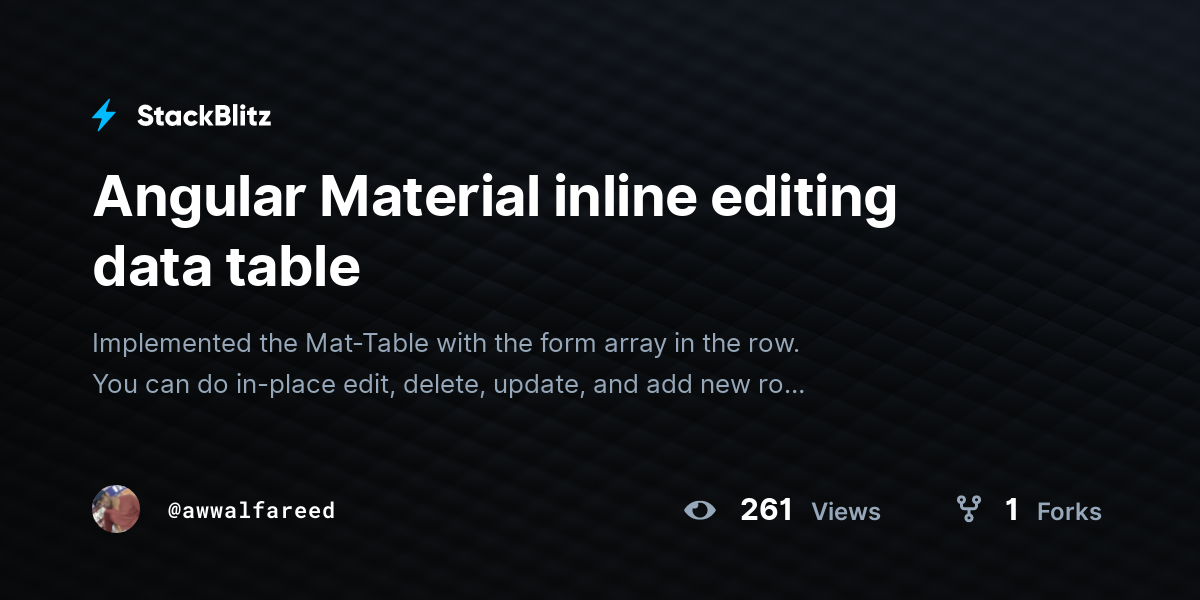 Angular Material inline editing data table - StackBlitz