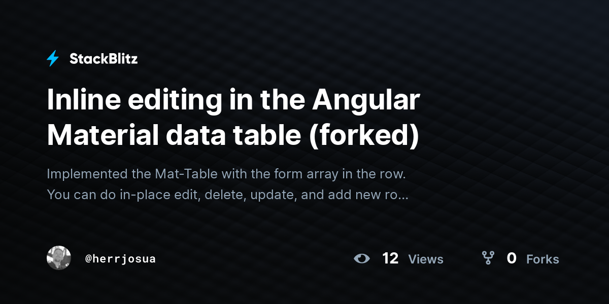 Inline editing in the Angular Material data table (forked) - StackBlitz