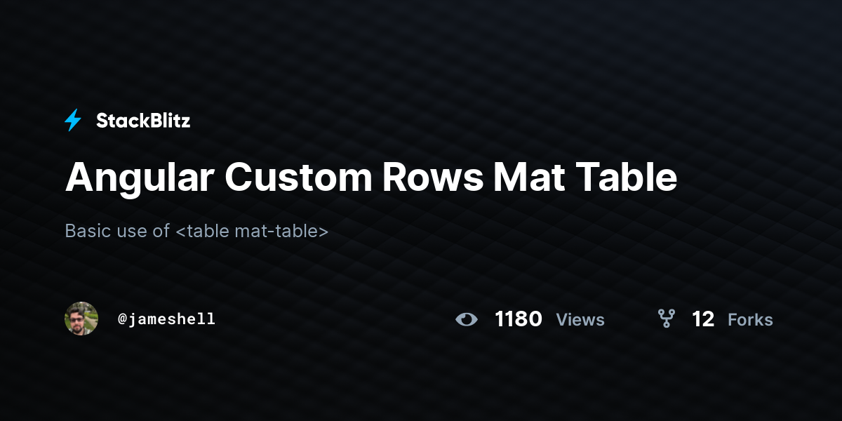 Angular Custom Rows Mat Table - StackBlitz