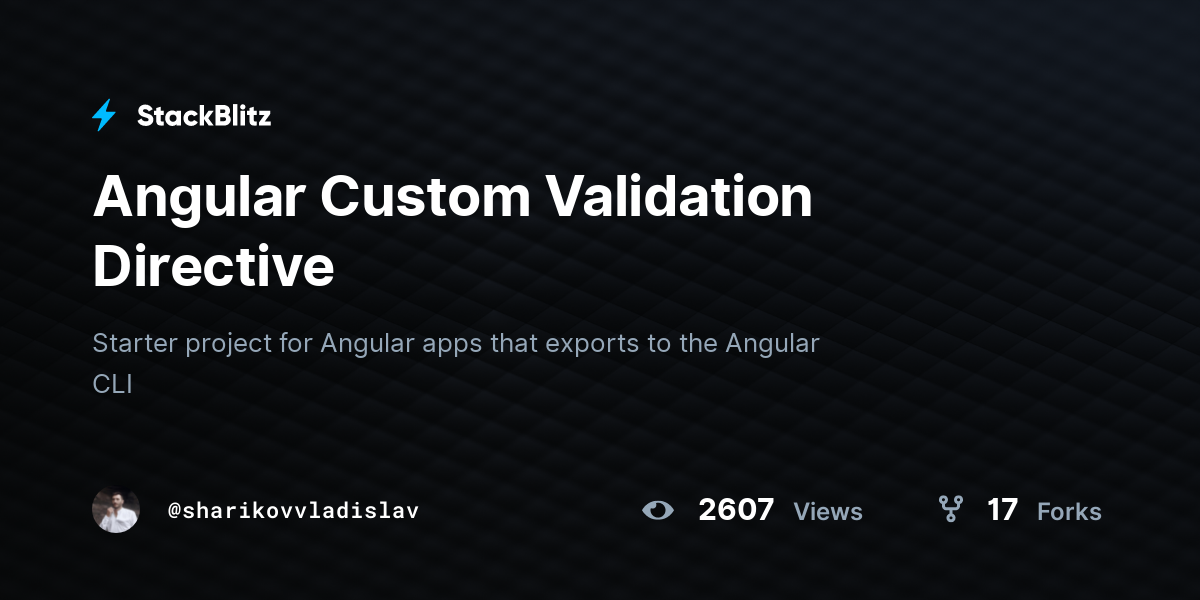 Angular Custom Validation Directive - StackBlitz
