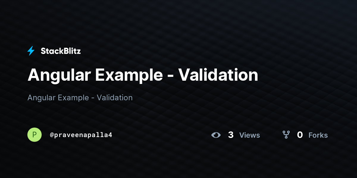 Angular Example - Validation - StackBlitz