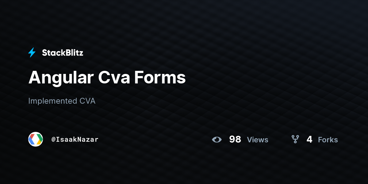 Angular Cva Forms - StackBlitz