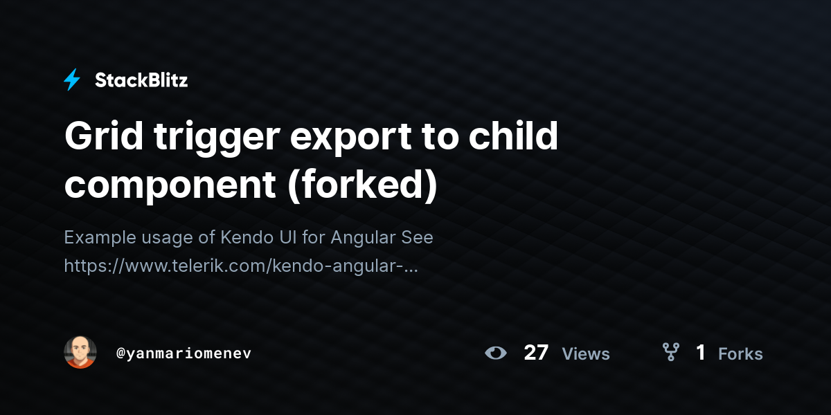 Grid trigger export to child component (forked) - StackBlitz