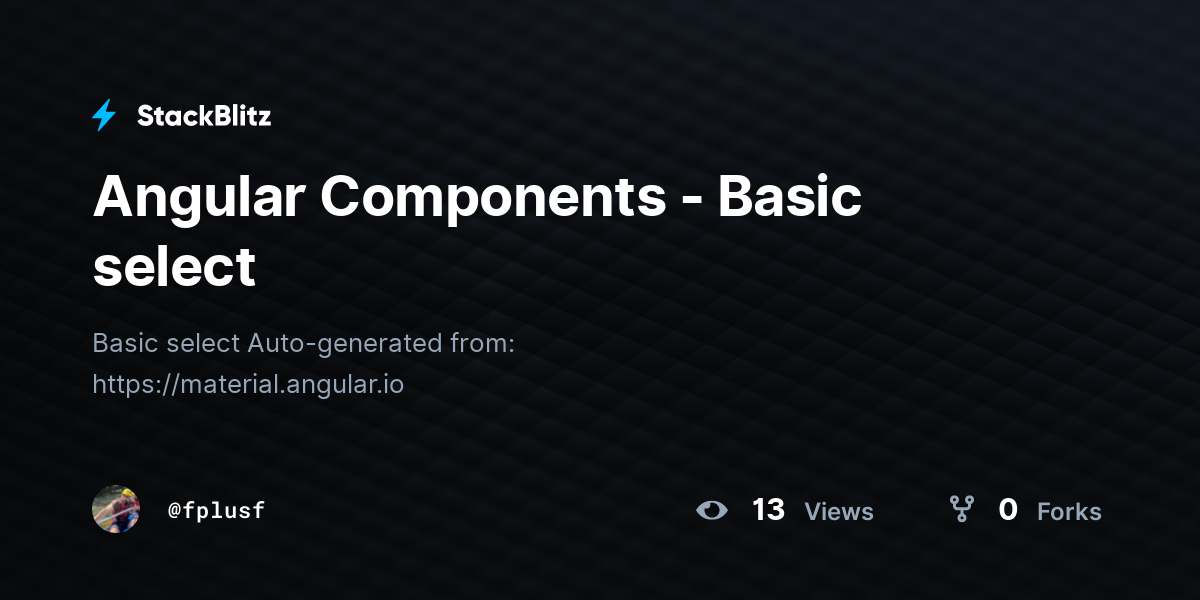 Angular Components - Basic select - StackBlitz