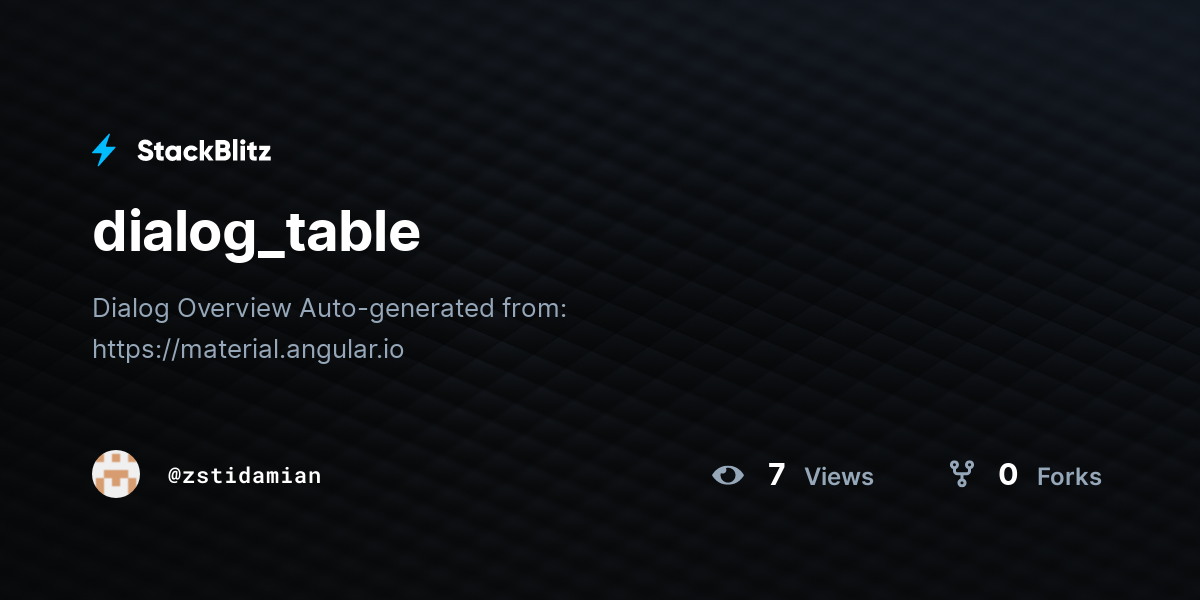 Dialog Table Stackblitz