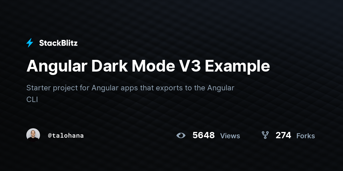 Angular Dark Mode V3 Example - StackBlitz
