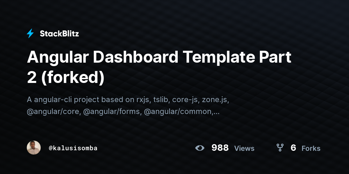 Angular Dashboard Template Part 2 (forked) - StackBlitz