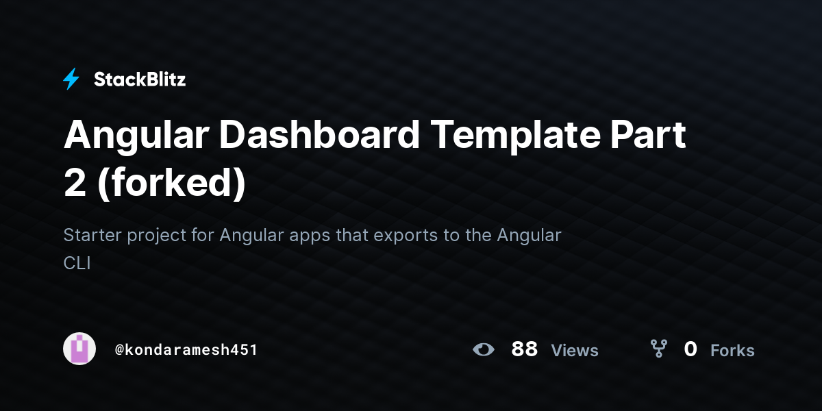 Angular Dashboard Template Part 2 (forked) - StackBlitz