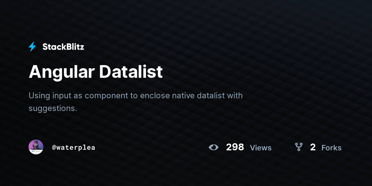 Angular Datalist - StackBlitz