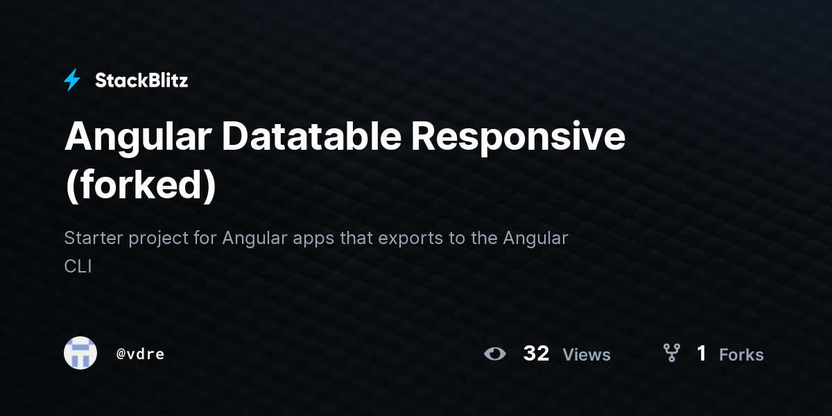 Angular Datatable Responsive (forked) - StackBlitz Angular Datatable Responsive (forked) - StackBlitz