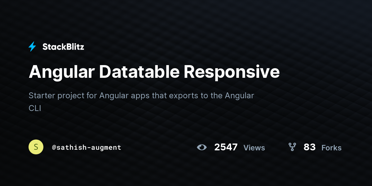 Angular Datatable Responsive - StackBlitz Angular Datatable Responsive - StackBlitz