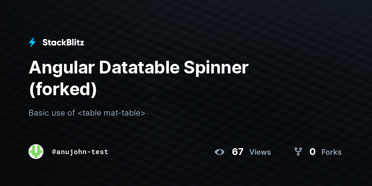 Angular Datatable Spinner (forked) - StackBlitz Angular Datatable Spinner (forked) - StackBlitz