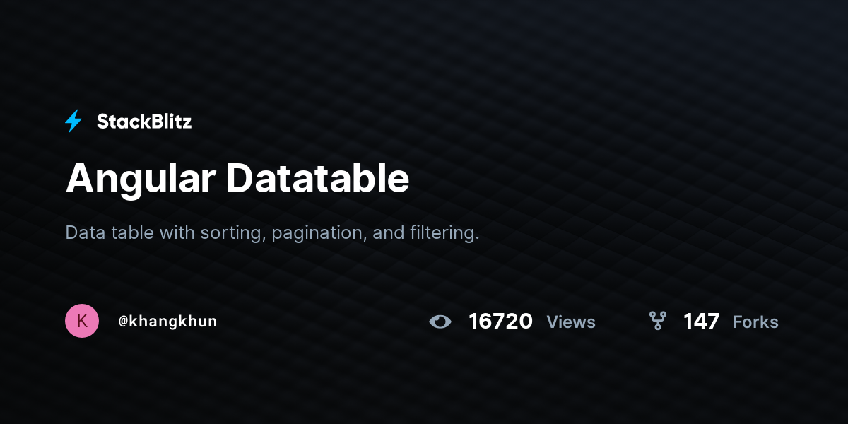 Angular Datatable Stackblitz