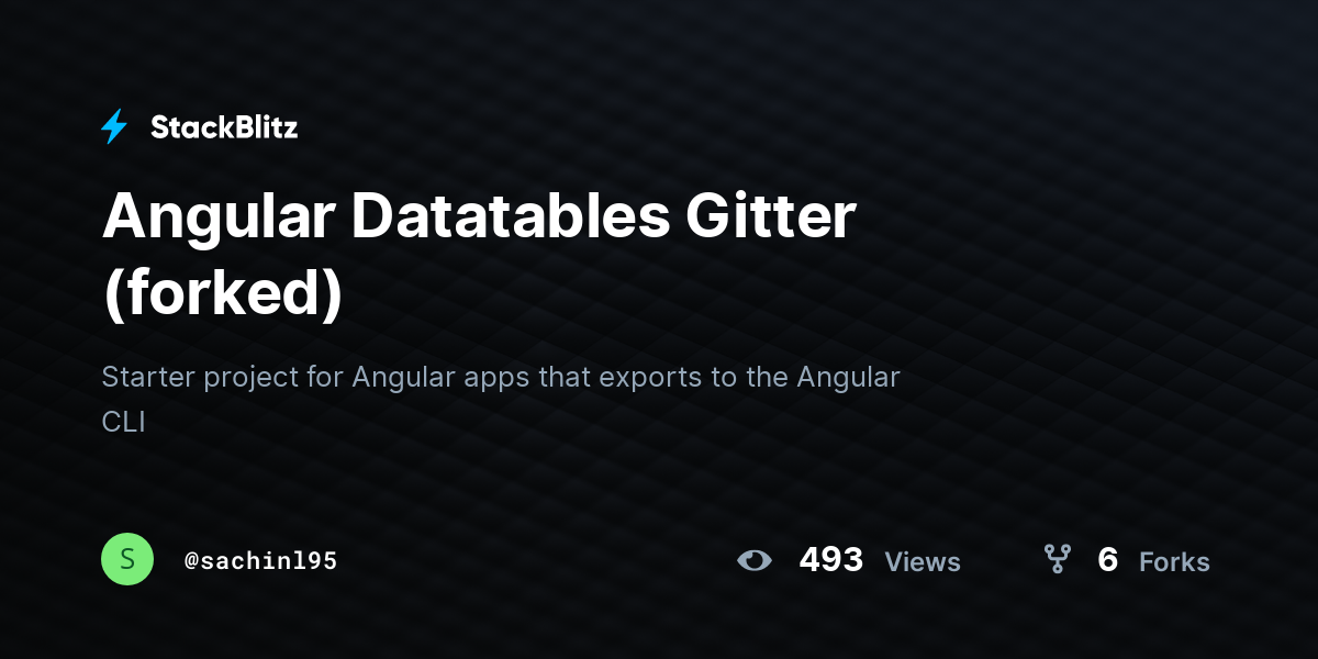 Angular Datatables Gitter (forked) - StackBlitz