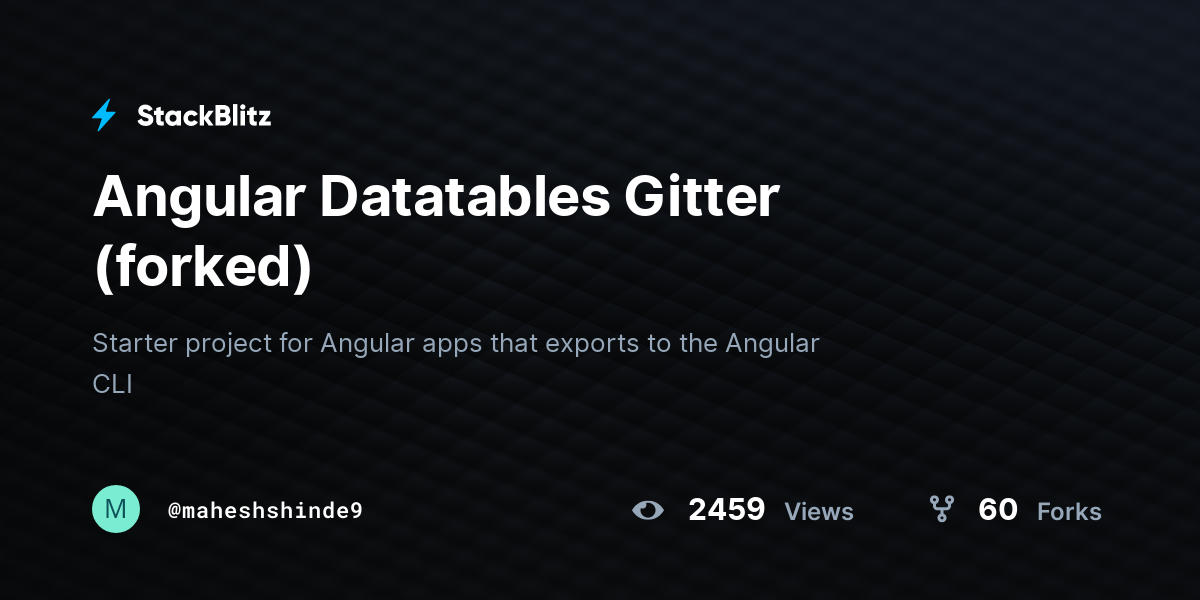 Angular Datatables Gitter (forked) - StackBlitz