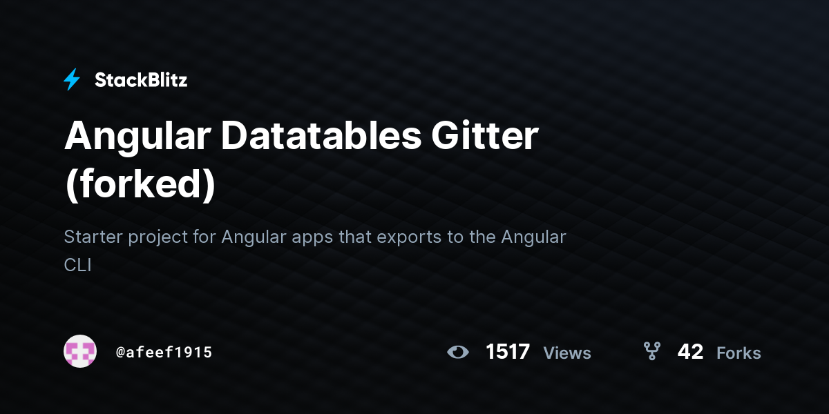 Angular Datatables Gitter (forked) - StackBlitz