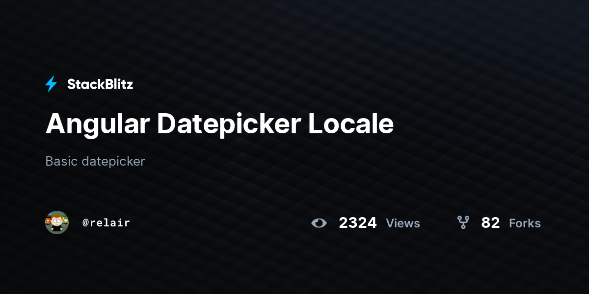 Angular Datepicker Locale - StackBlitz
