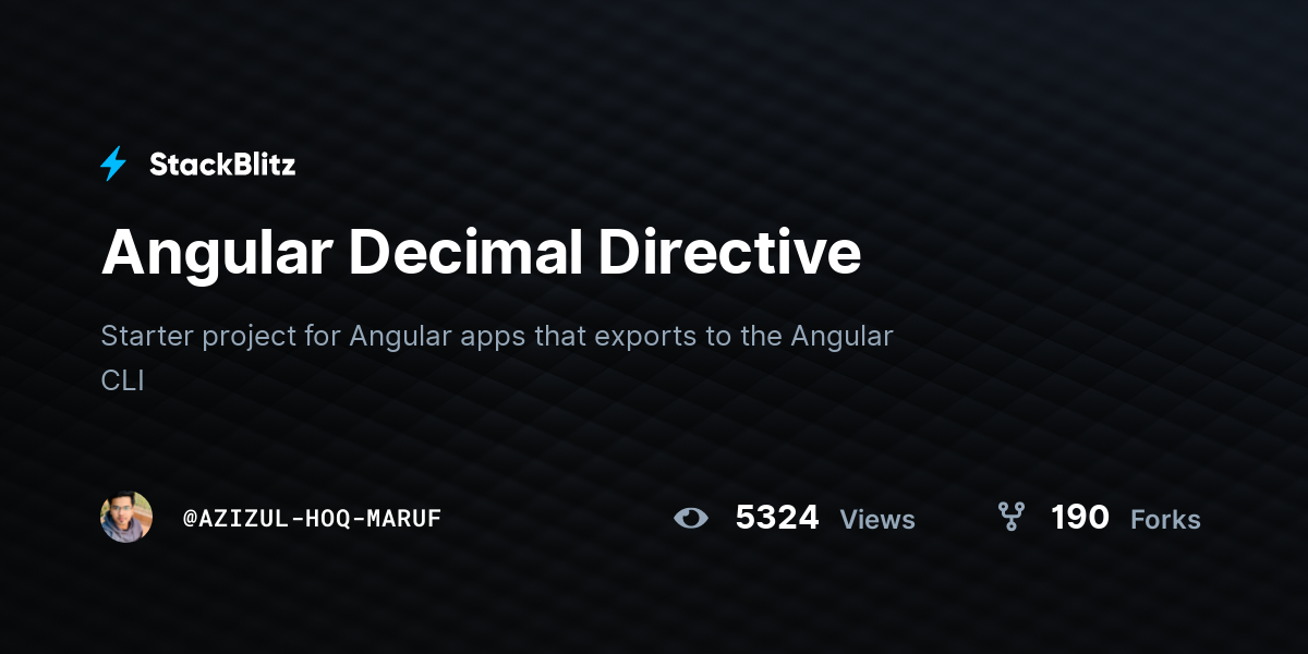 Angular Decimal Directive Stackblitz