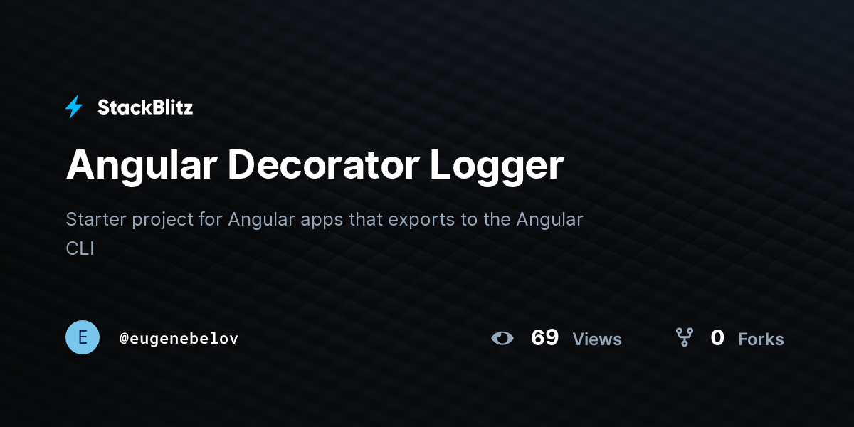 Angular Decorator Logger - StackBlitz