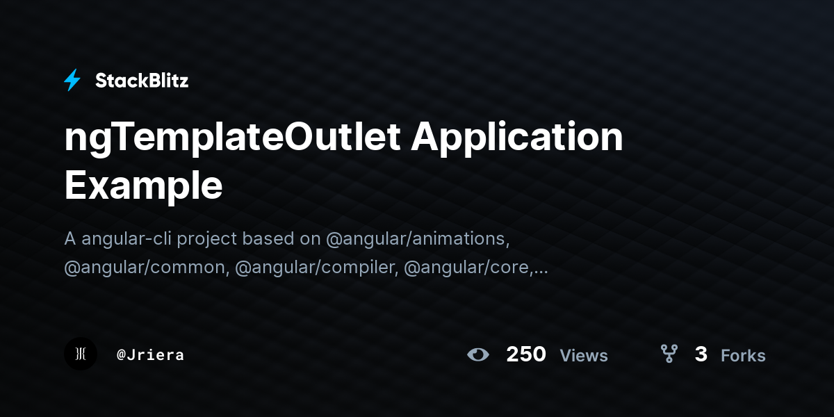 ngTemplateOutlet Application Example - StackBlitz ngTemplateOutlet Application Example - StackBlitz