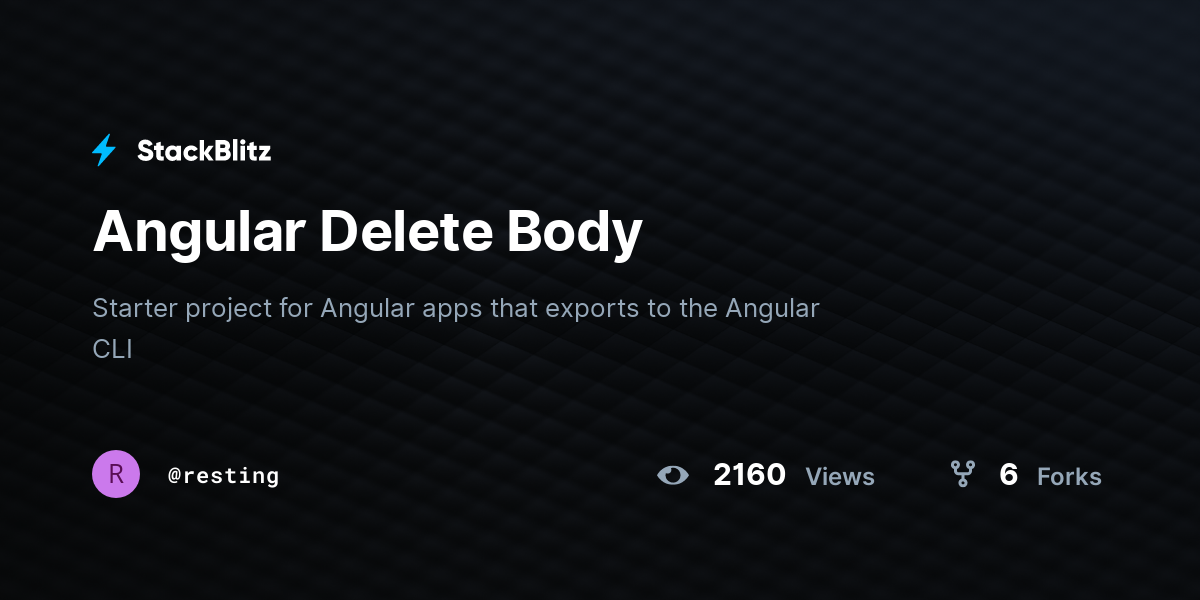 Angular Delete Body - StackBlitz