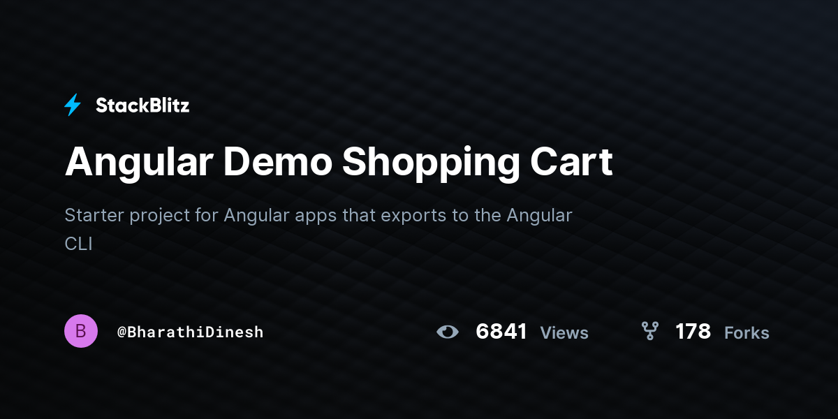 Angular Demo Shopping Cart - StackBlitz