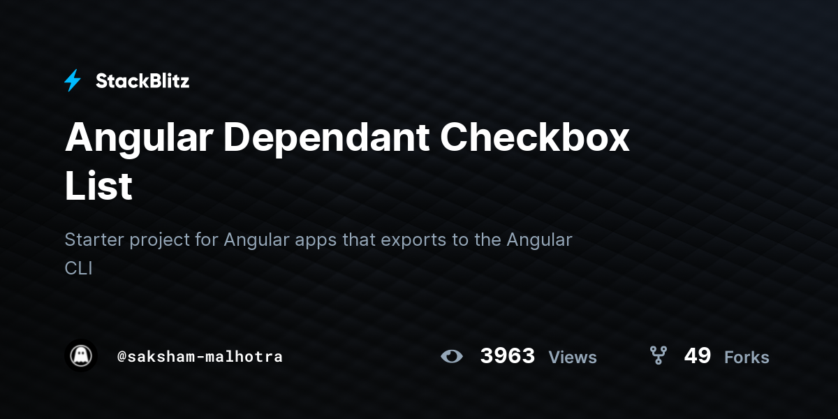 Angular Dependant Checkbox List - StackBlitz