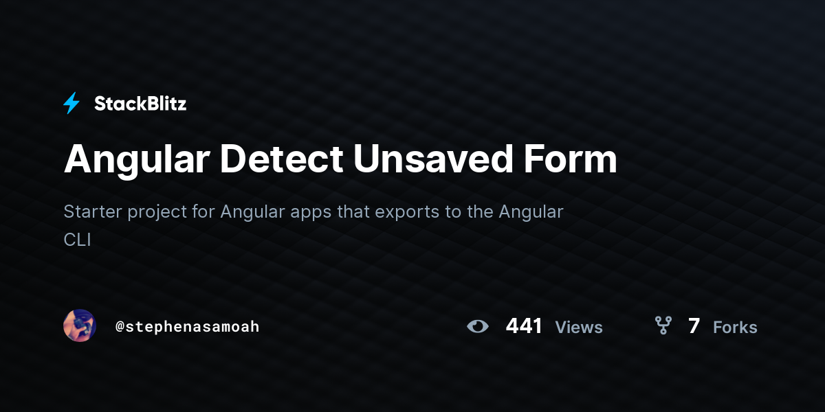 Angular Detect Unsaved Form Stackblitz