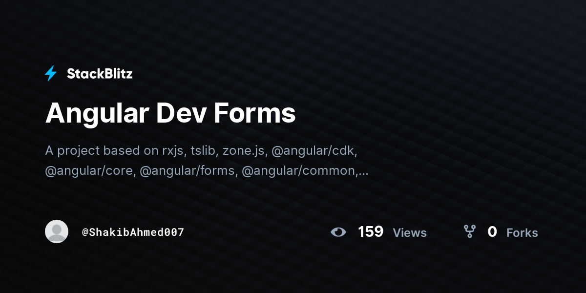 Angular Dev Forms - StackBlitz