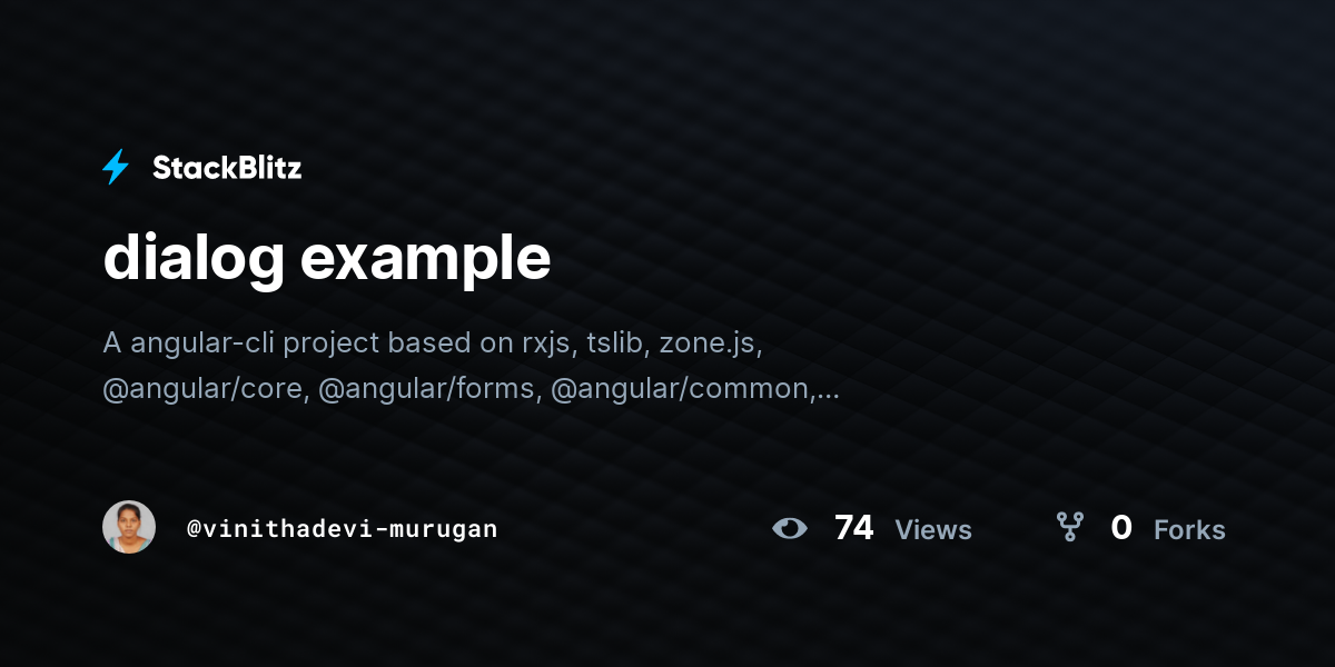 dialog example - StackBlitz