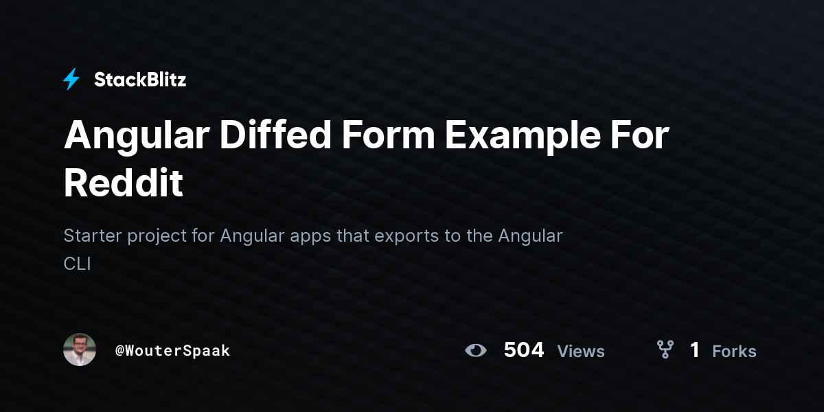 Angular Diffed Form Example For Reddit - StackBlitz