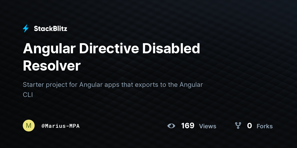 Angular Directive Disabled Resolver - StackBlitz