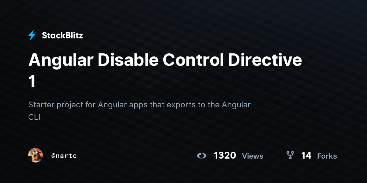 Angular Disable Control Directive 1 - StackBlitz