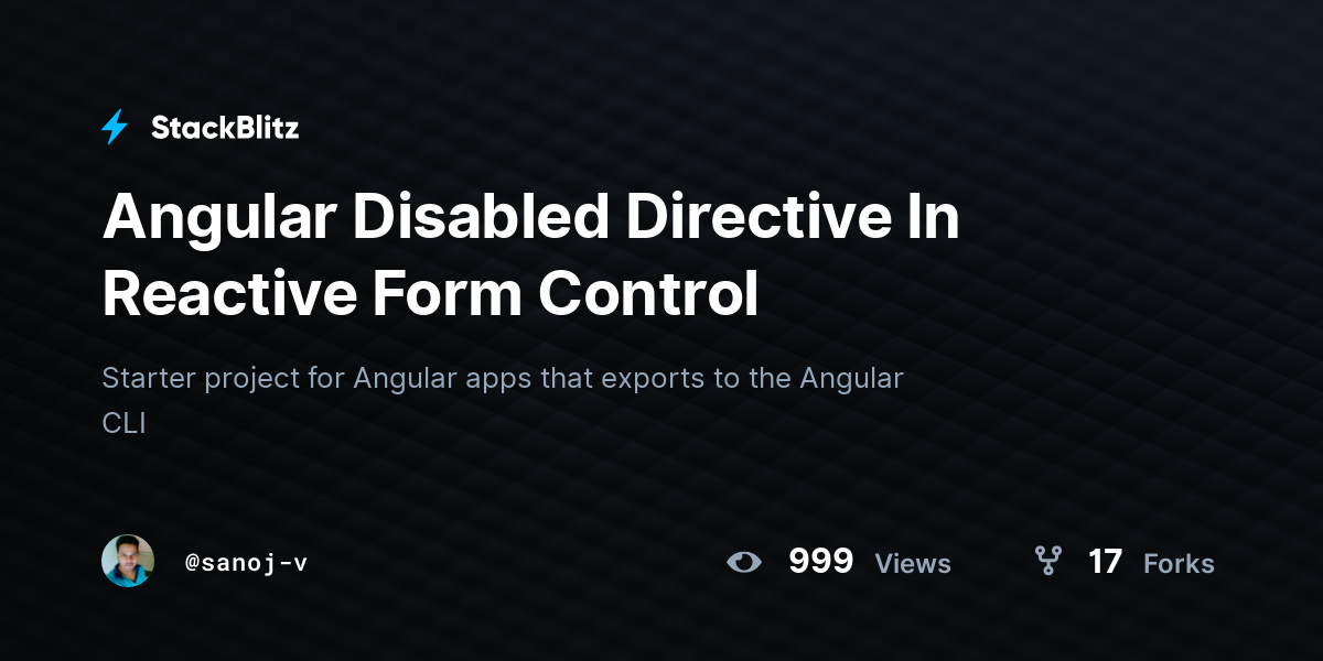 Angular Disabled Directive In Reactive Form Control - StackBlitz Angular Disabled Directive In Reactive Form Control - StackBlitz