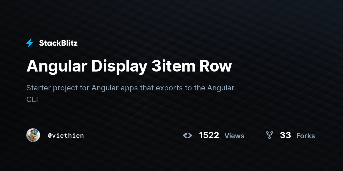 Angular Display 3item Row - StackBlitz