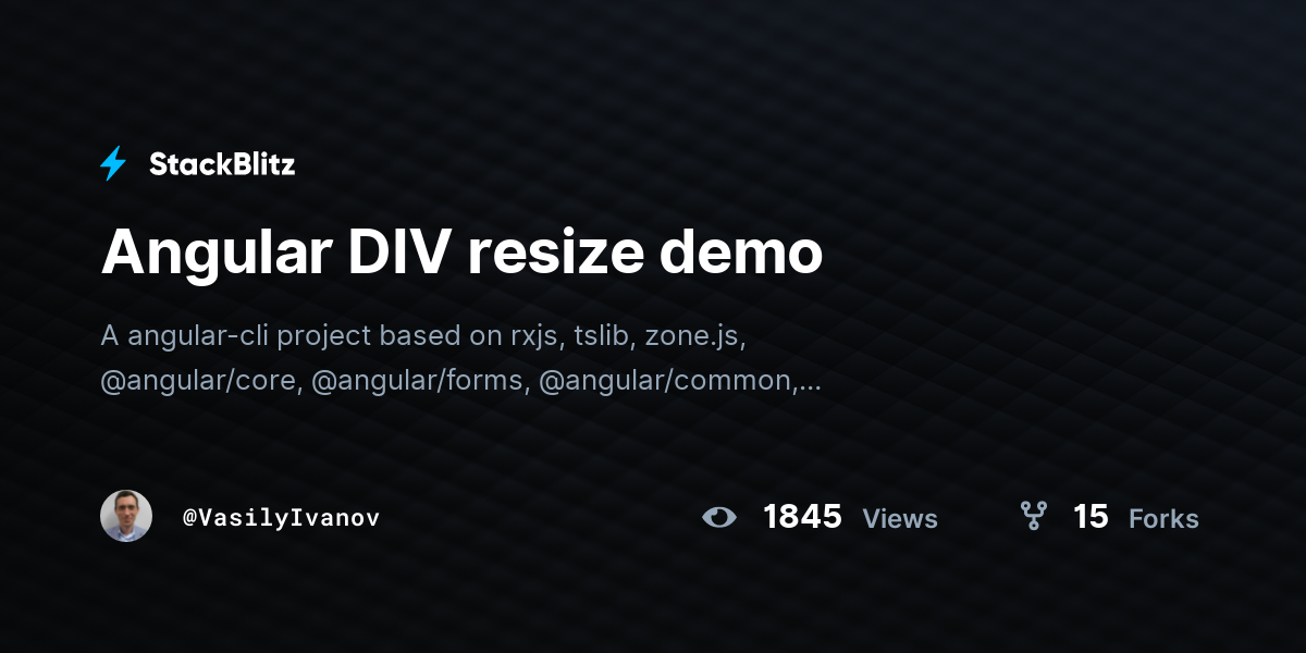 Angular DIV resize demo - StackBlitz