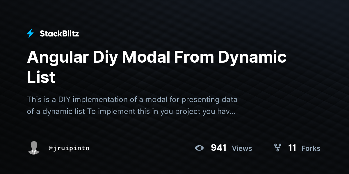 Angular Diy Modal From Dynamic List - StackBlitz