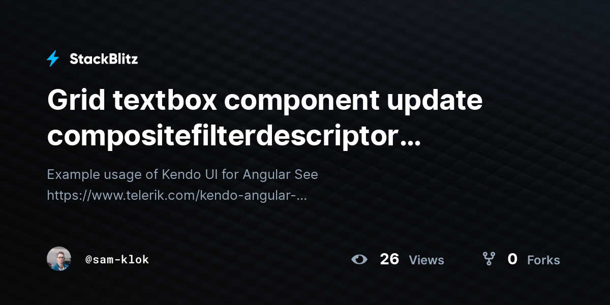 Grid textbox component update compositefilterdescriptor (forked) - StackBlitz