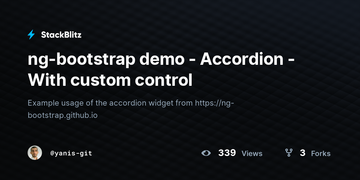 ng-bootstrap demo - Accordion - With custom control - StackBlitz